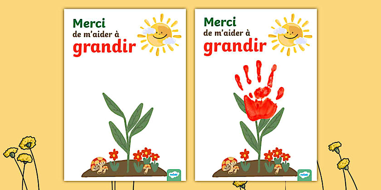 Merci de m'aider à grandir – Mon empreinte de main pour la fête des mères