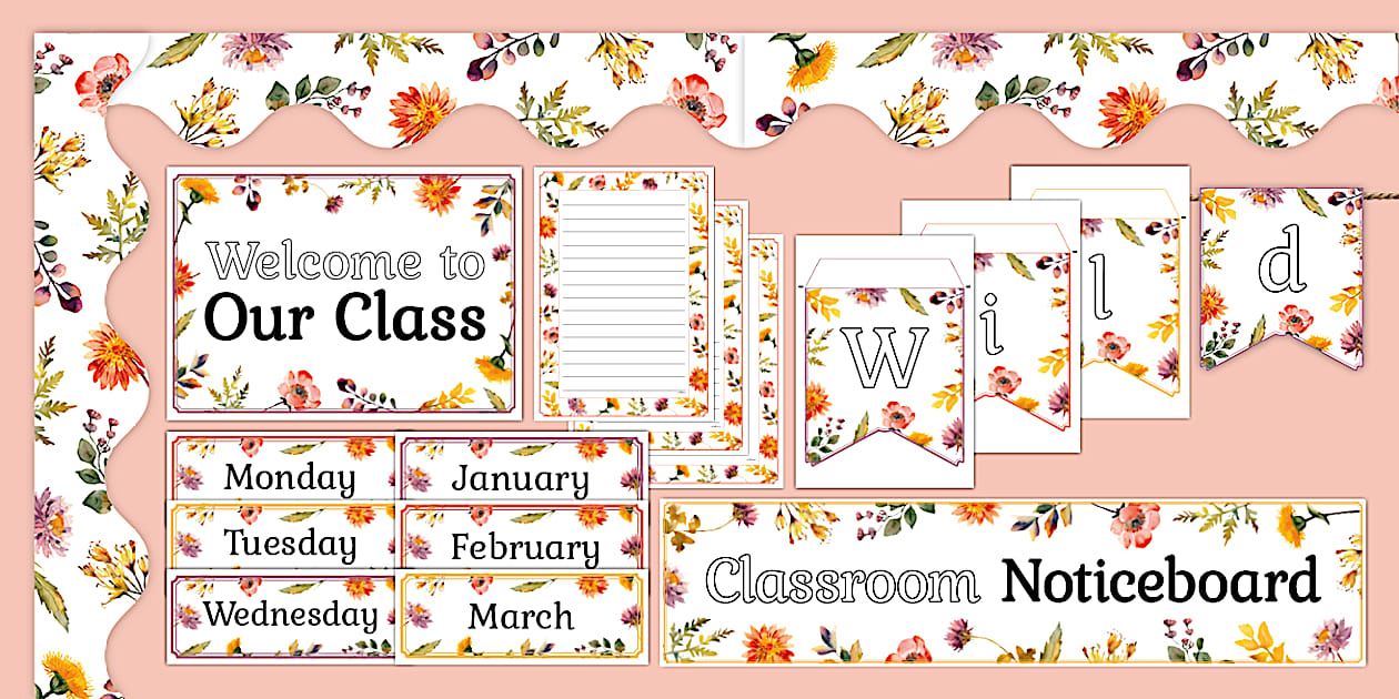 Wildflower Botanical Classroom Noticeboard Pack - Twinkl