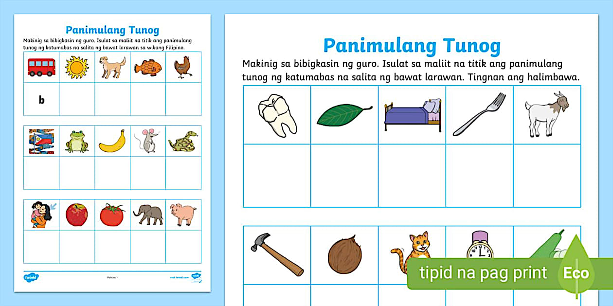 Panimulang Tunog | Alpabetong Filipino Worksheet | Twinkl PH