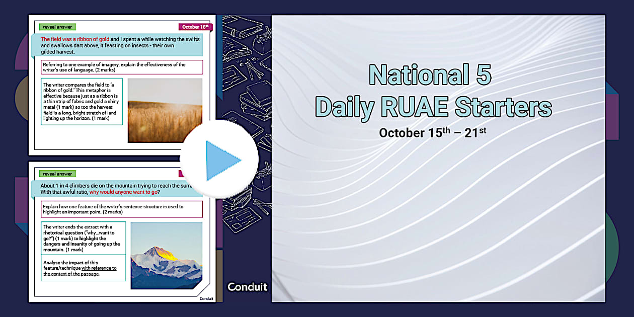 National 5 Daily RUAE Starters October 15th - 21st - Twinkl
