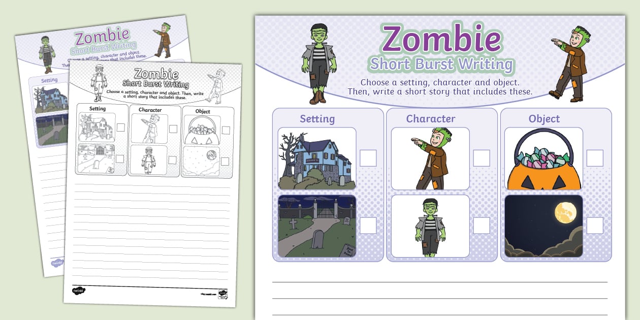 Zombie Short Burst Writing Template (teacher made) - Twinkl