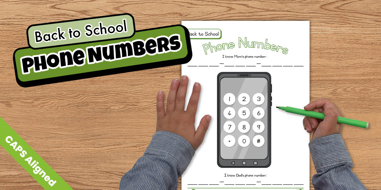 Grade 1 LS - Worksheet: Phone Numbers (CAPS Aligned)