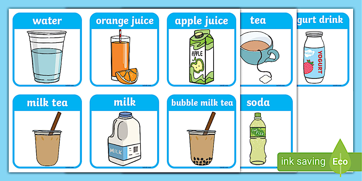 飲料單字卡｜Drinks Word Mat | 小五上學期英語