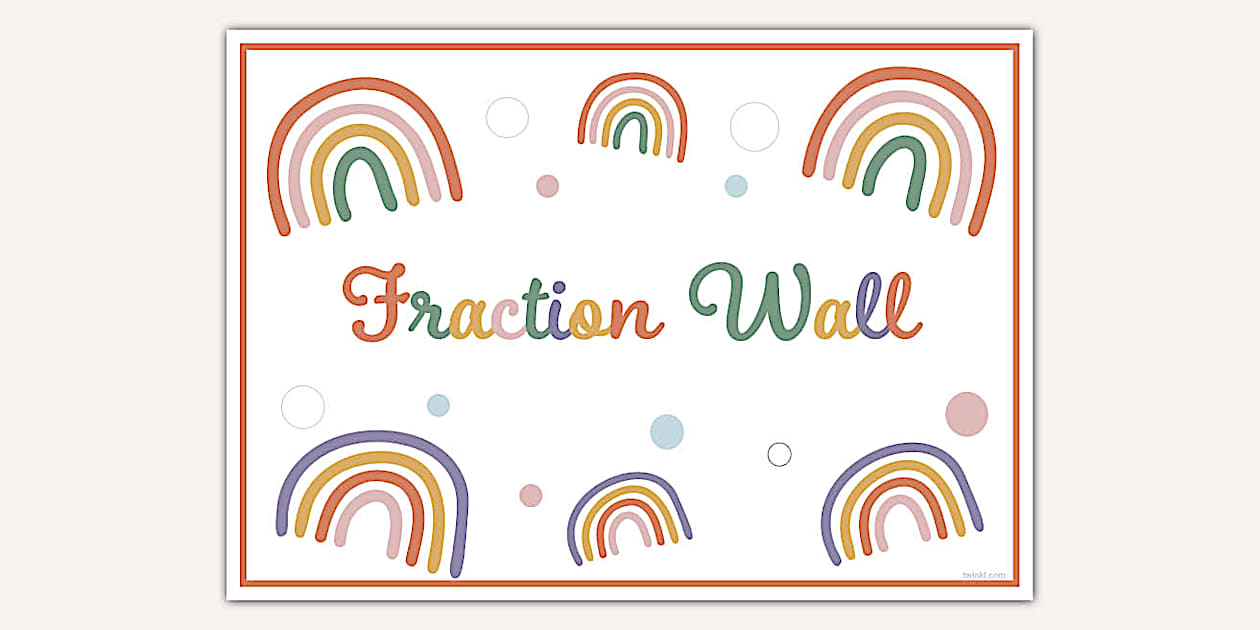 👉 Muted Rainbow Themed Fraction Wall Display Poster