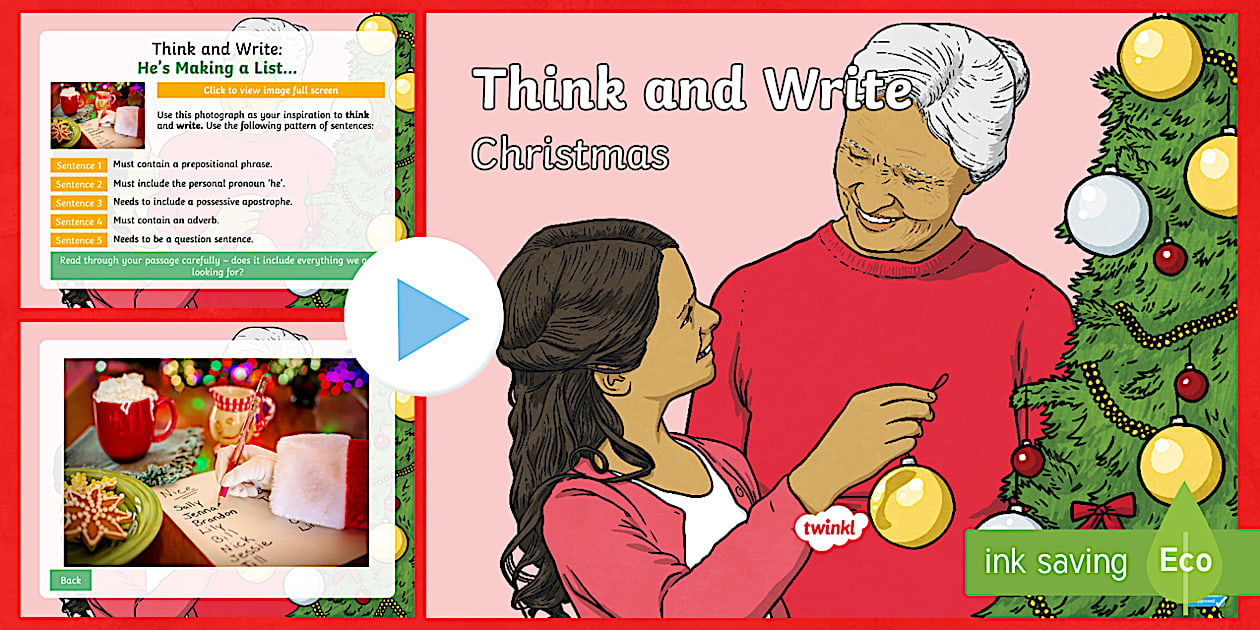 Year 4 Christmas Think and Write Morning Starter Activity PowerPoint
