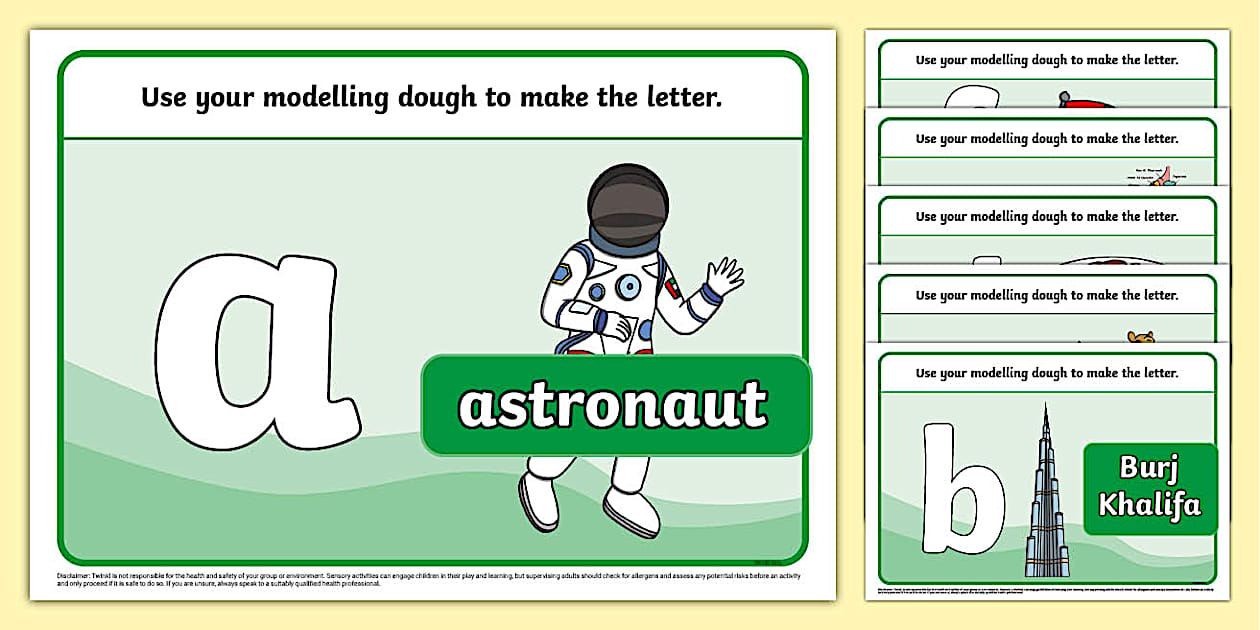 A to Z Alphabet Modelling Dough Mats - UAE Themed - Twinkl