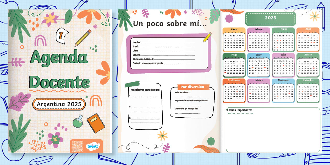 Agenda docente 2025 para imprimir - Twinkl Argentina