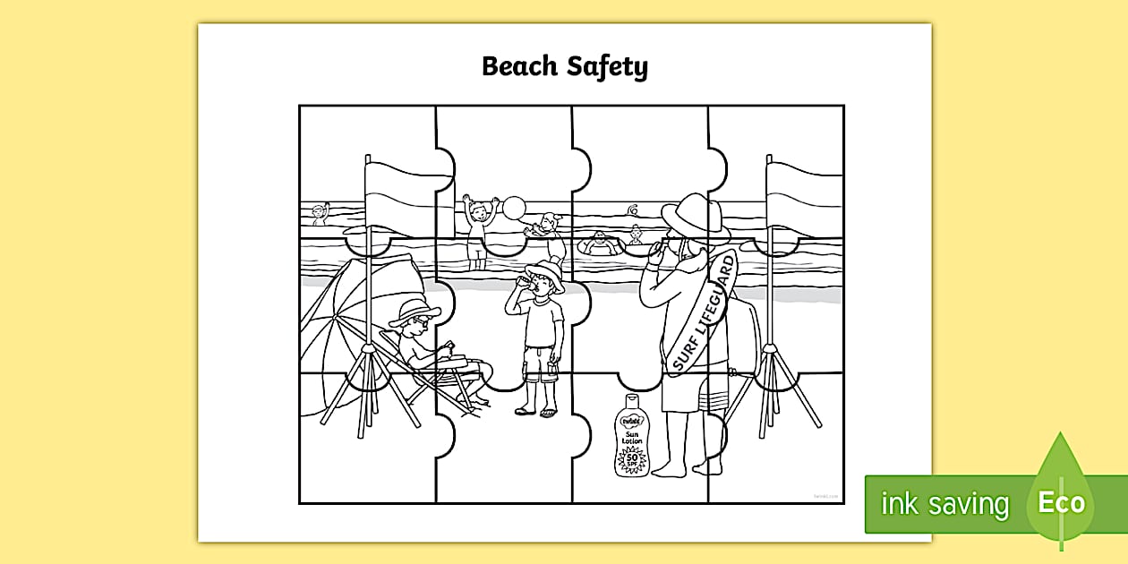 TAS Beach Safety Jigsaw Puzzle Activity - Twinkl