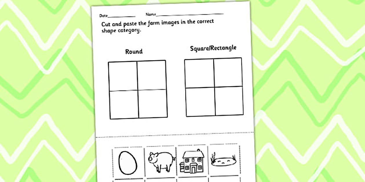 Farm Identifying Shapes Worksheet (teacher made) - Twinkl