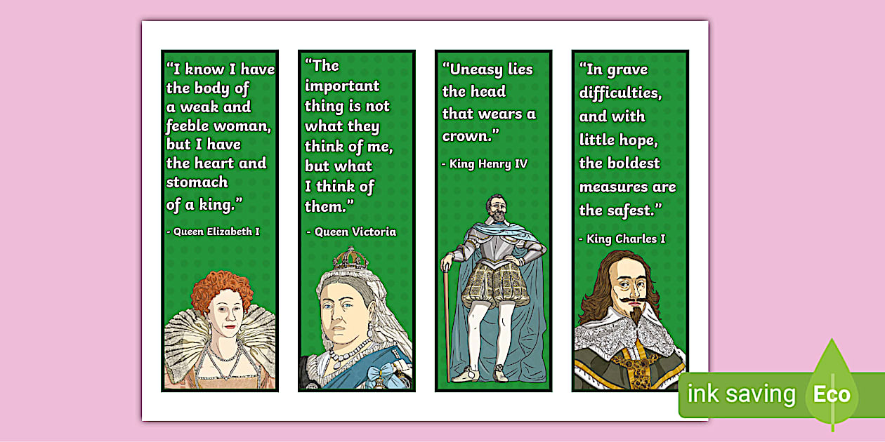 King and Queen Quotes Bookmarks (Teacher-Made) - Twinkl