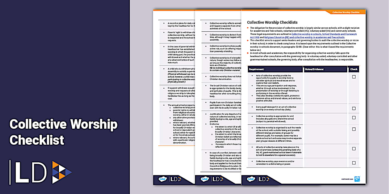 Collective Worship Requirements Checklist