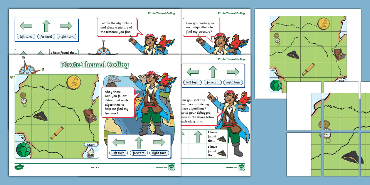 Pirate-Themed Coding Activity Pack (Compatible with Bee-Bot)