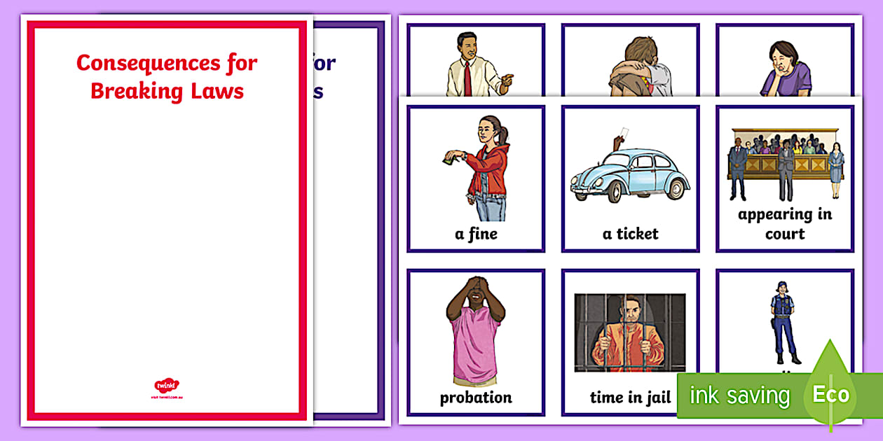 SA Consequences for Breaking Rules and Laws Sorting Cards