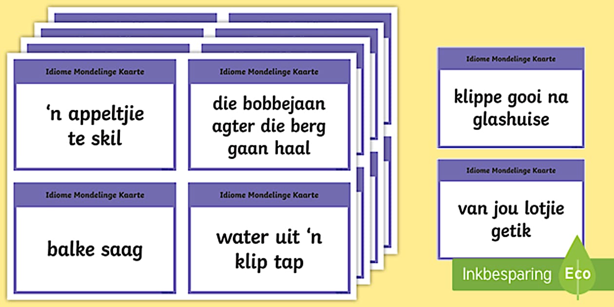 Idiome Mondelinge Kaartjies (teacher made) - Twinkl