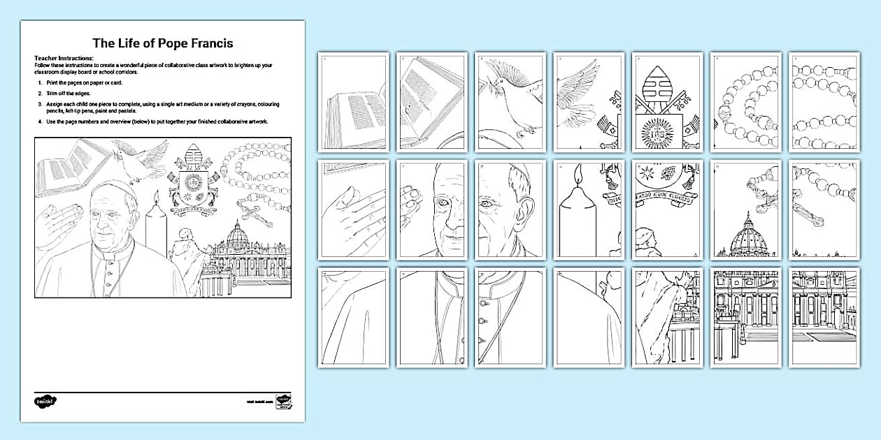 Pope Francis Collaborative Colouring Activity Pack - Twinkl