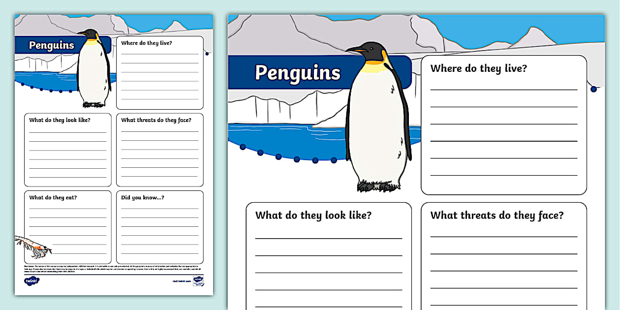 Penguins Fact File Template, Penguin Facts (teacher made)