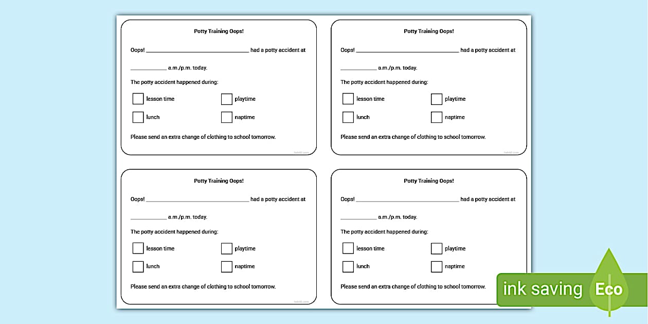 Potty Training Oops! Notes,Potty Training (teacher made)