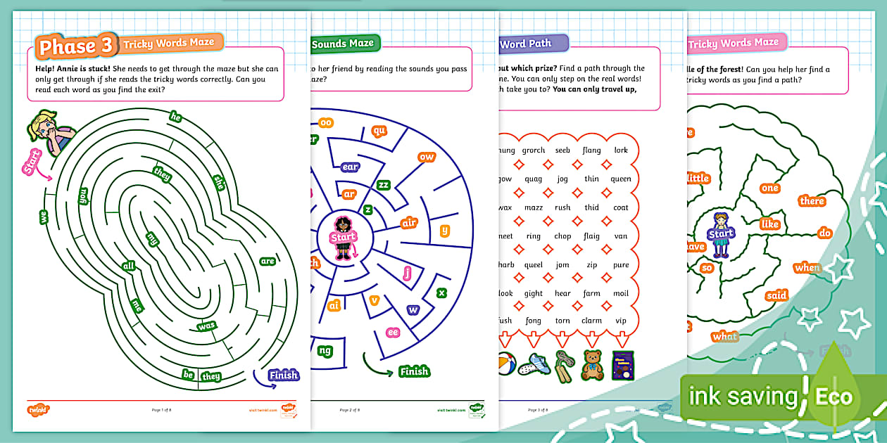 Phases 3 - 5 Phonics Mazes (creat de profesori) - Twinkl