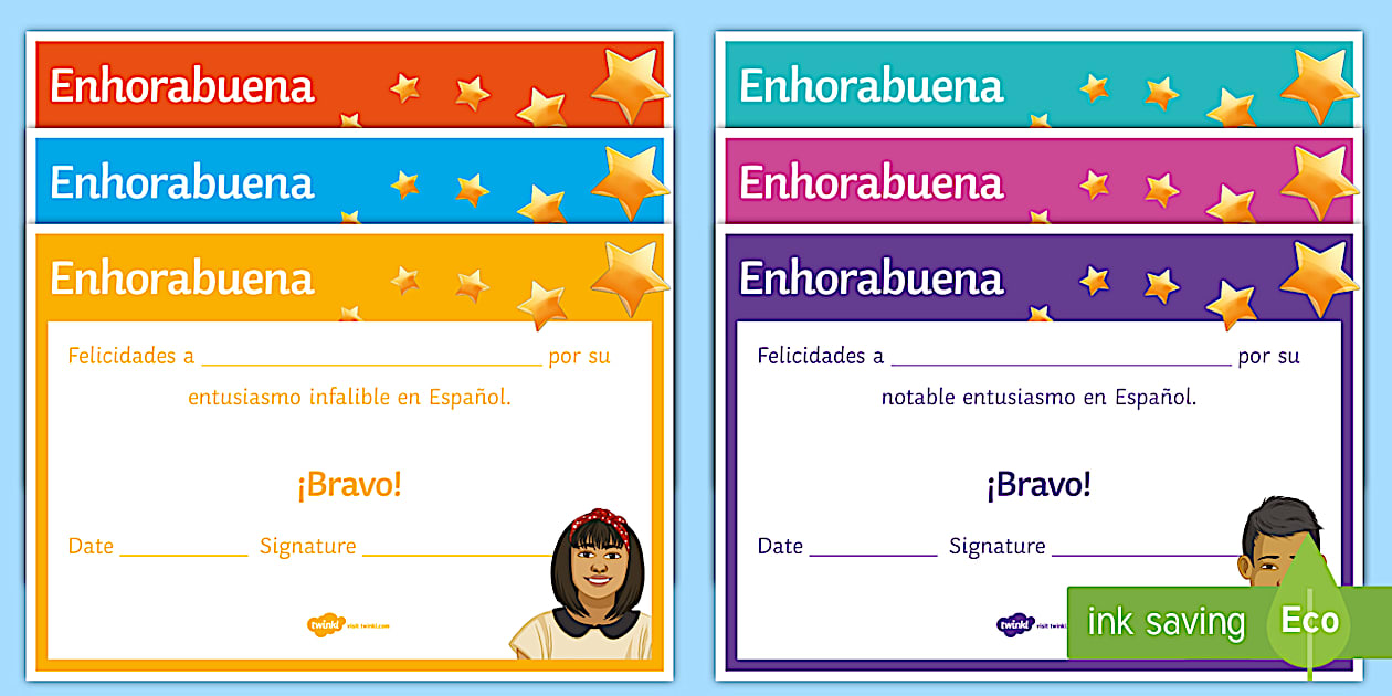 Spanish End of Year Enthusiasm Award Certificate - Twinkl