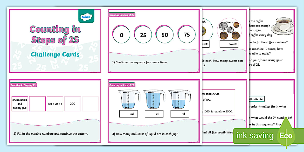 👉 Counting is Steps of 25 Challenge Cards - Twinkl