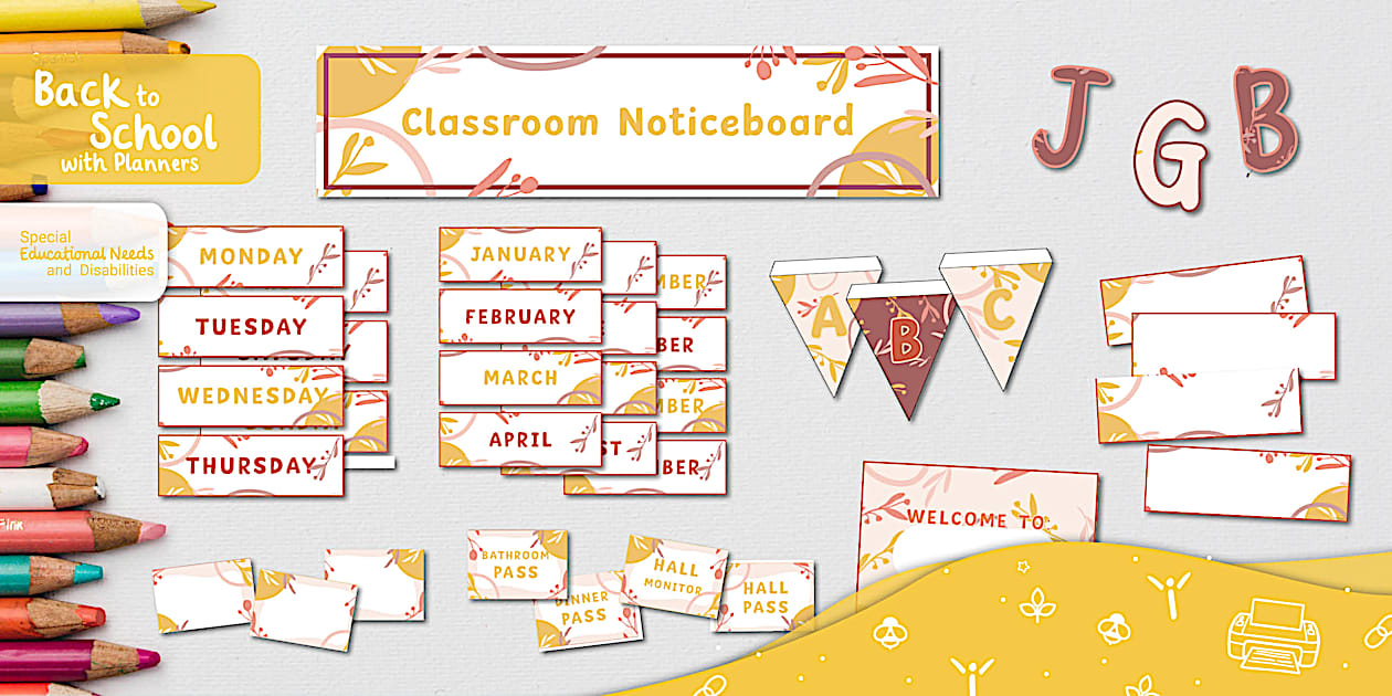 Classroom Display Pack | Back To School for SEND Educators | Muted Floral