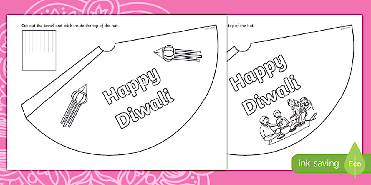 Diwali Party Hat Colouring in Activity (teacher made)