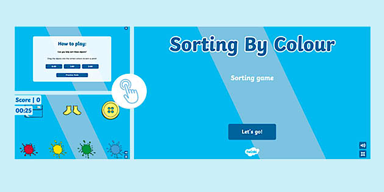 Interactive Sorting By Colour Game - CfE (teacher made)