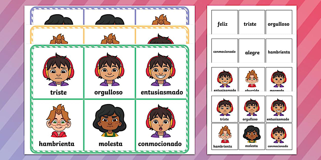 Bingo de emociones para niños para imprimir - Twinkl