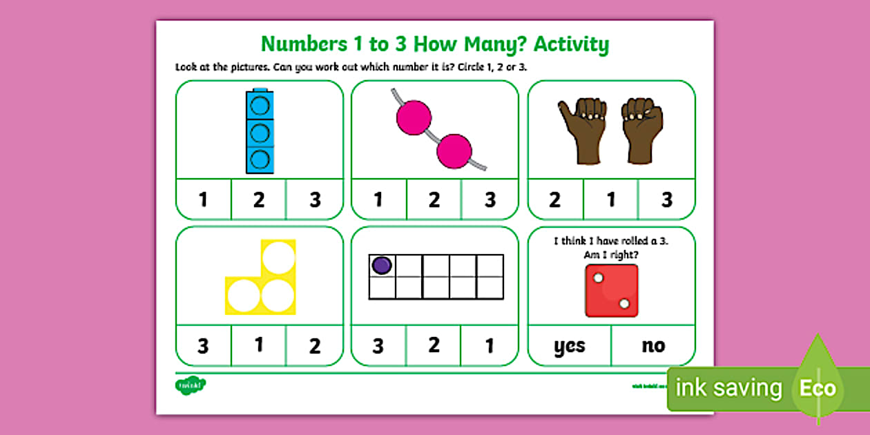 Editable Numbers 1 to 3 How Many? Activity - Twinkl