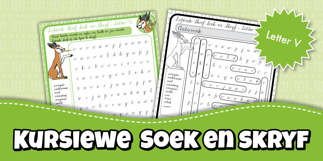 Gr 3 - Handskrif Soek en Skryf: Letter v (KABV-belyn)