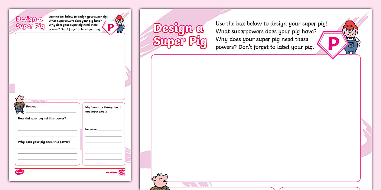 Design a Super Pig Worksheet (teacher made) - Twinkl