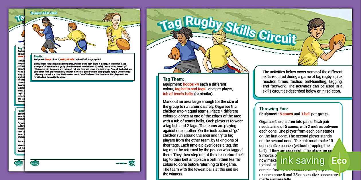 Tag Rugby Passing Lesson Plan and Circuit - KS2 Resources