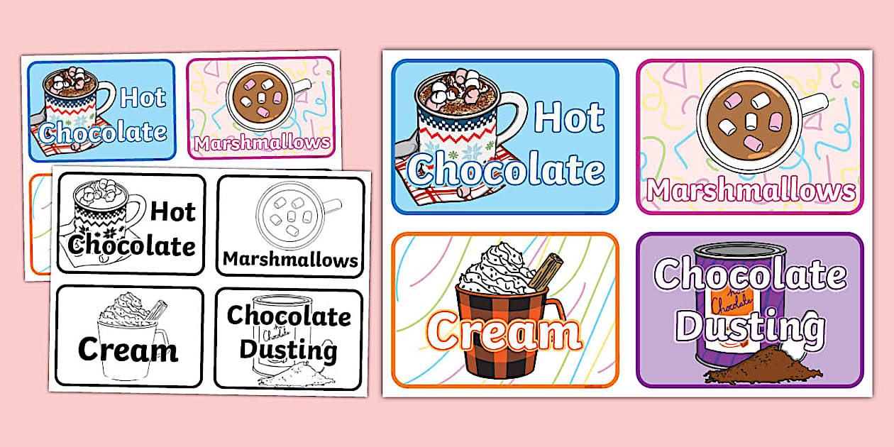 Hot Chocolate Station Labels (teacher made) - Twinkl