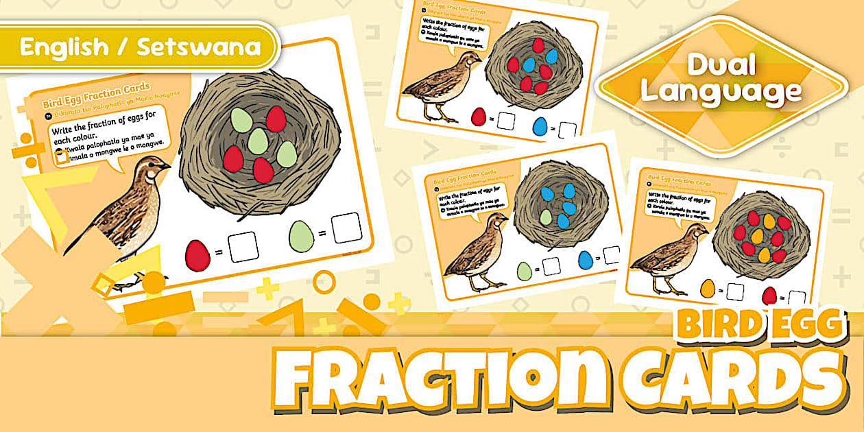 Grade 3 Maths - Bird Egg Fraction Cards - Activity Sheet - Setswana/English