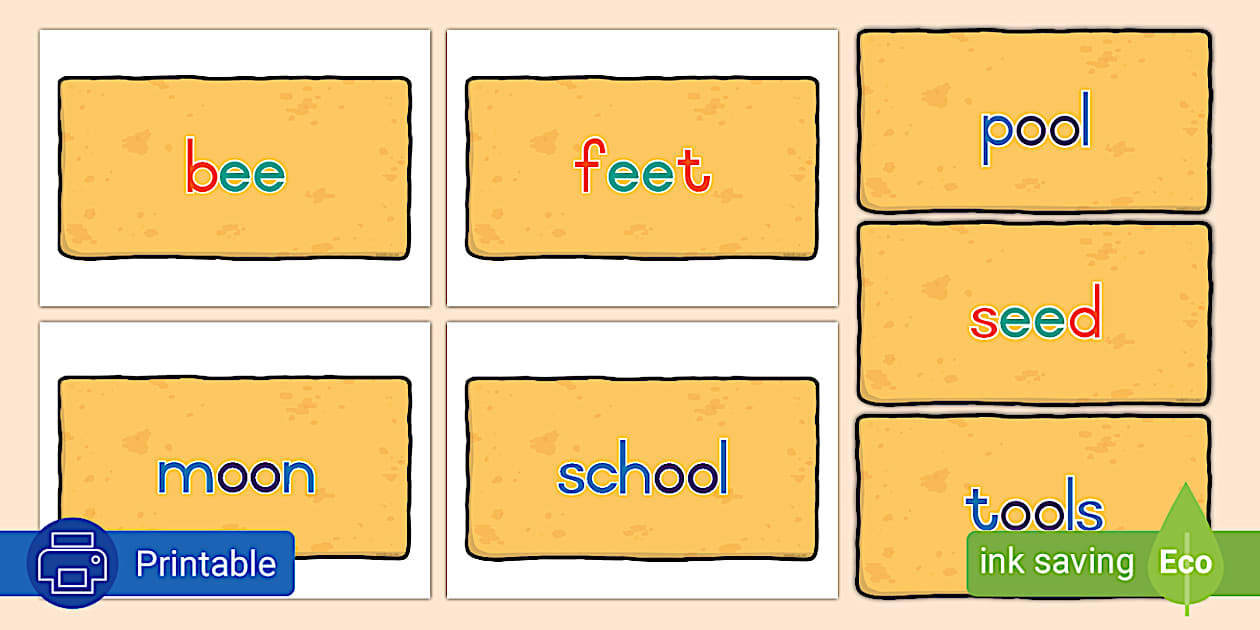 Grade 2 Phonics: oo and ee Word Wall Cards (teacher made)