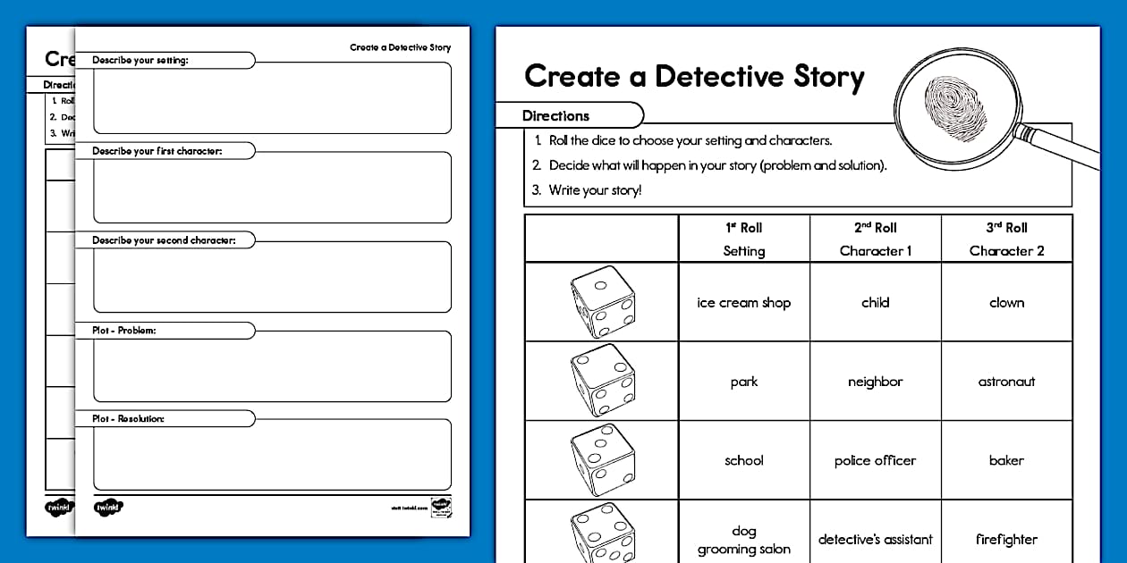 Roll and Write a Detective Story for K-2nd Grade - Twinkl