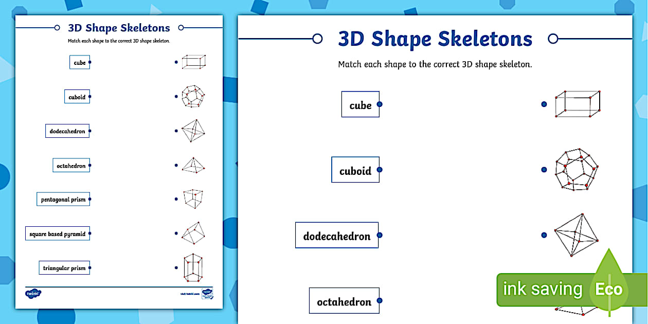 👉 3D Shape Skeletons Worksheet (teacher made) - Twinkl