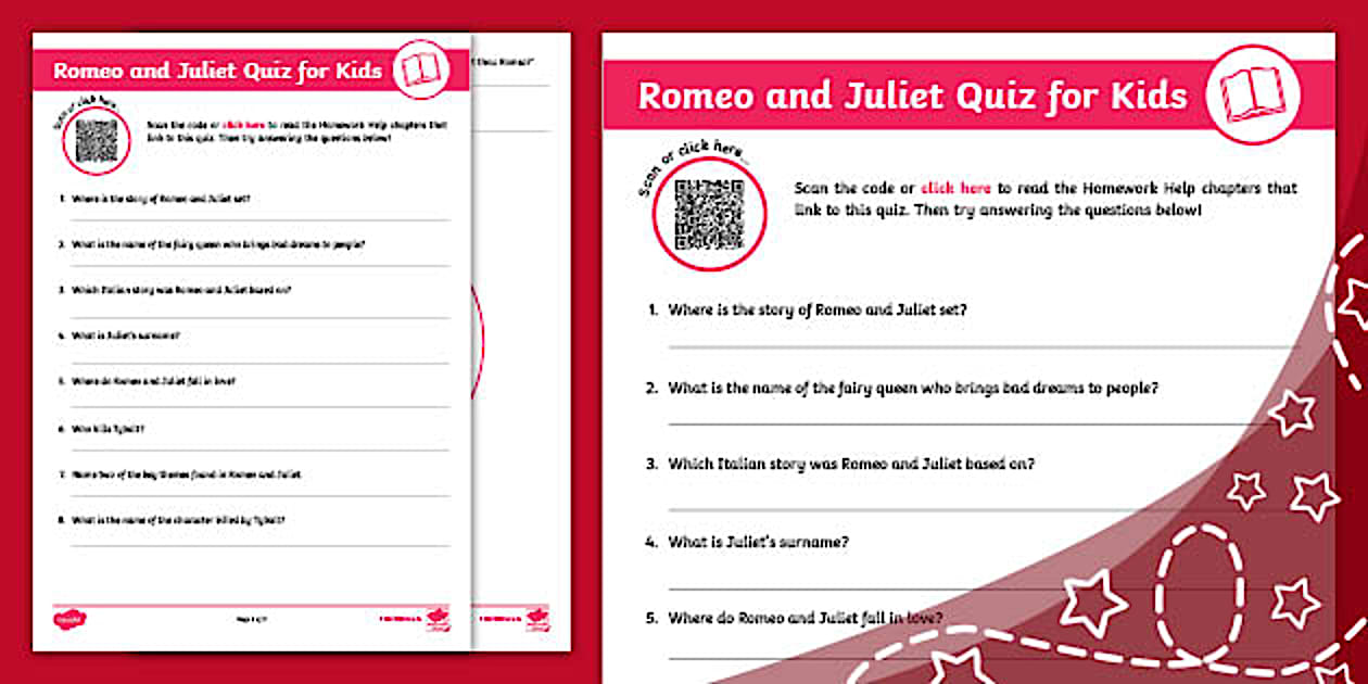 Romeo and Juliet Quiz for Kids (teacher made) - Twinkl
