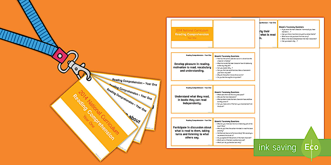 Lanyard Sized Year One Reading Comprehension Objectives Cards