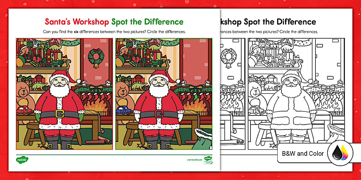 Christmas Spot the Difference for Kids | Santa’s Workshop