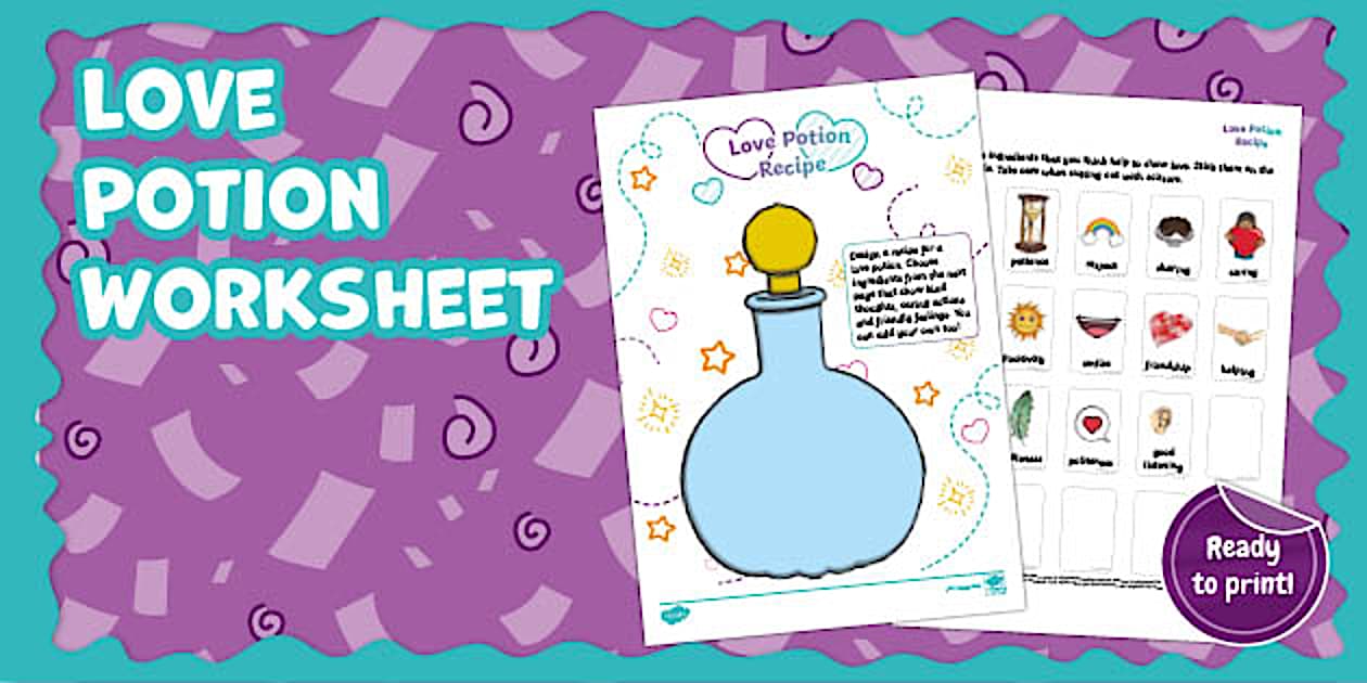 Love Potion Worksheet - KS1 PSHE Twinkl