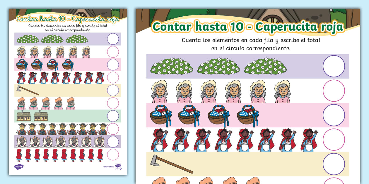 Ficha de contar: Caperucita roja (Lehrer gemacht) - Twinkl
