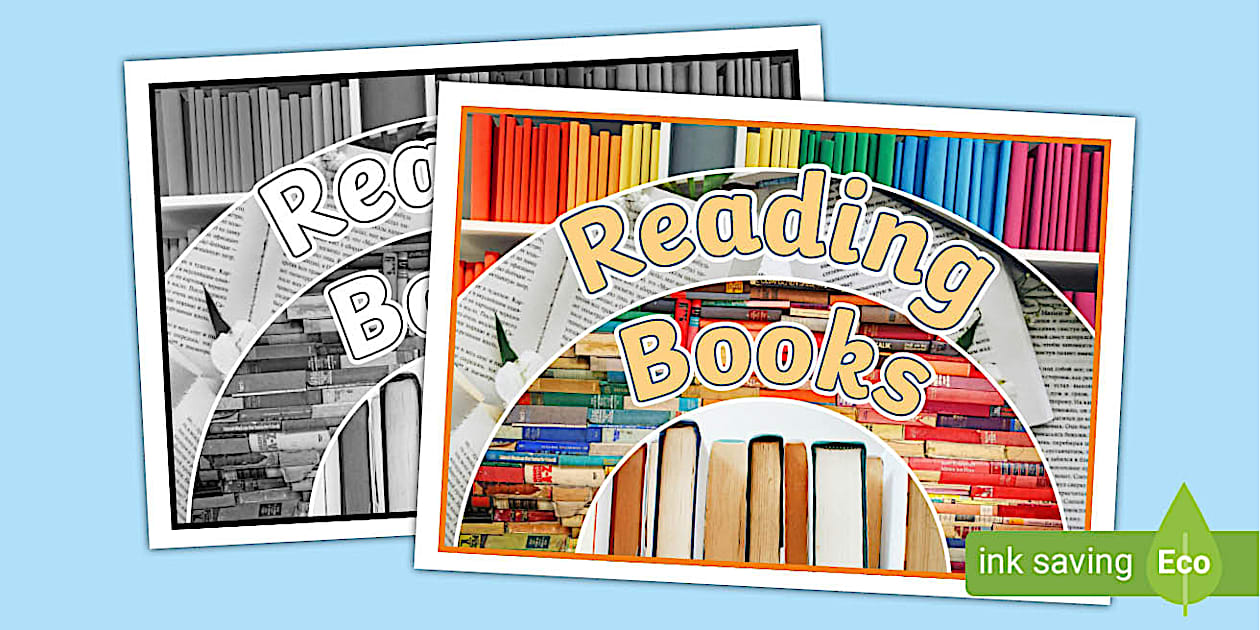Reading Books Photo Display Poster (teacher made) - Twinkl
