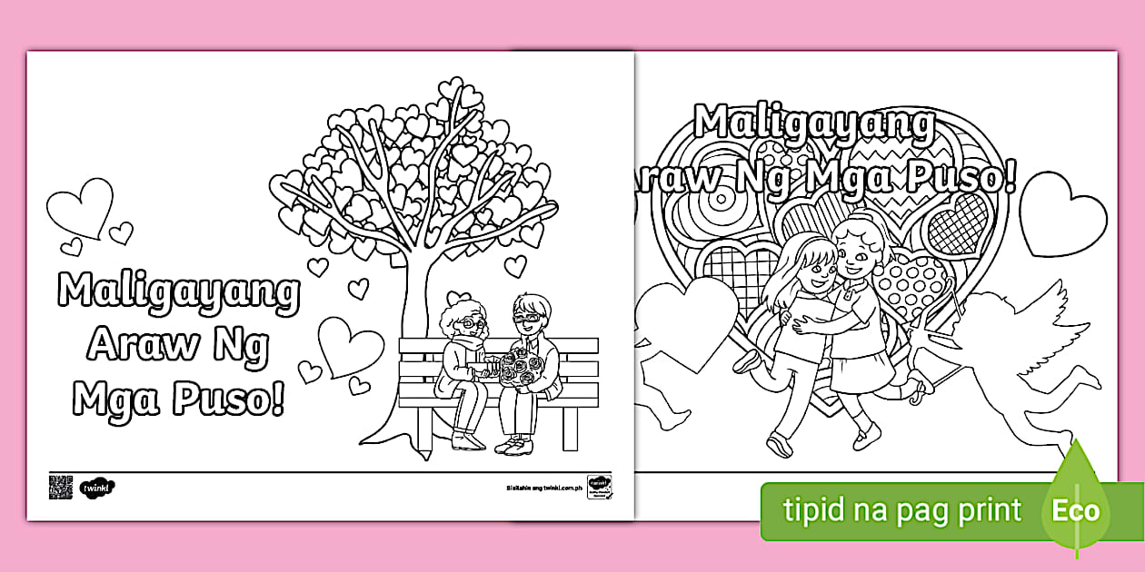 Maligayang Araw Ng Mga Puso Coloring Sheets | Philippines | Twinkl