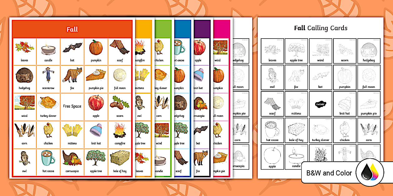 Fall Bingo for 3rd-5th Grade