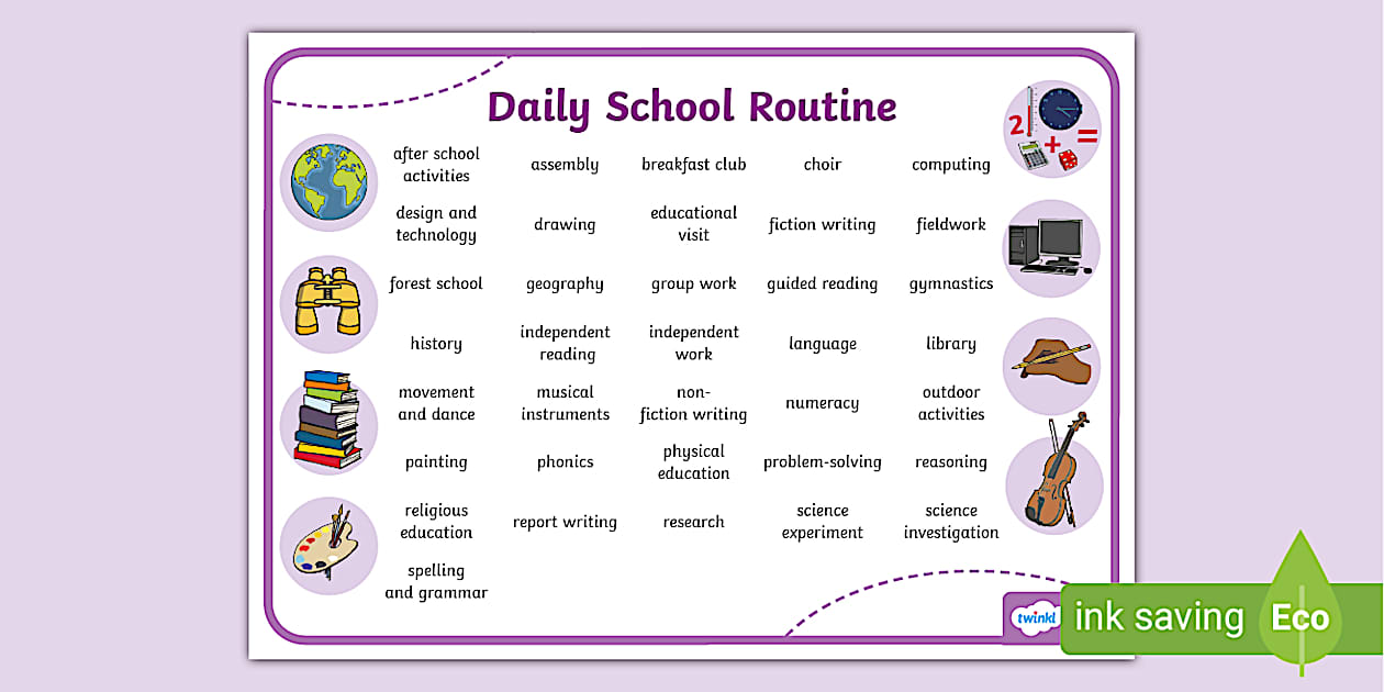 Daily School Routine Word Mat (teacher made) - Twinkl