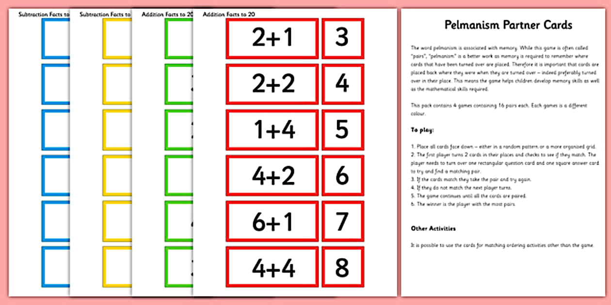 Addition and Subtraction Card Game - Kindergarten - Math