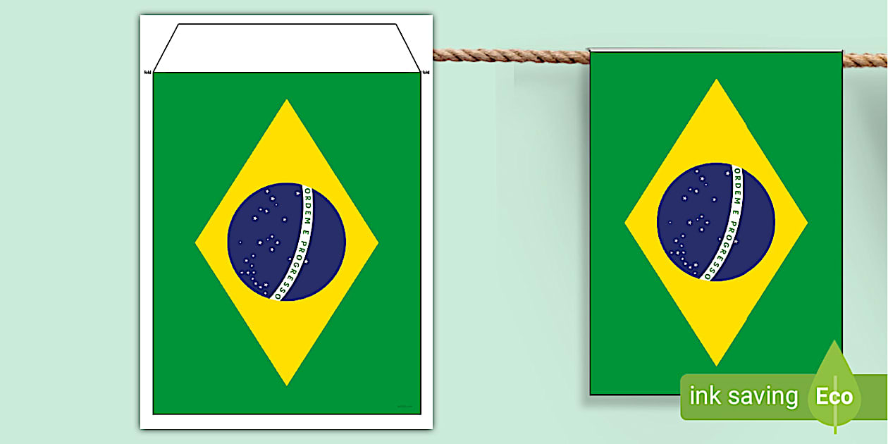 Brazil A4 Flag Bunting (Teacher-Made) - Twinkl