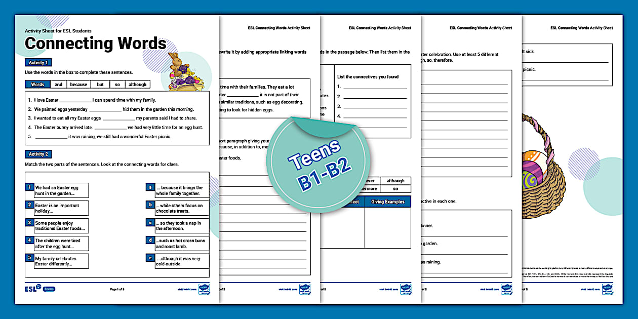 ESL Word Linking Exercise Worksheet [Teens, B1-B2] - Twinkl