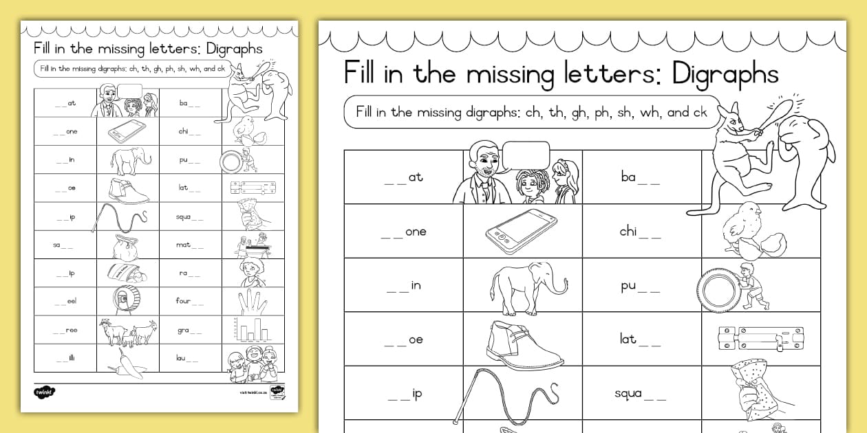 Fill in the Missing Letters - digraphs (teacher made)